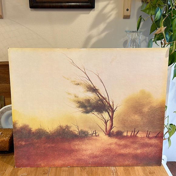 Art | Vintage Windblown Tree Landscape Canvas Print Rustic Wall Art ...